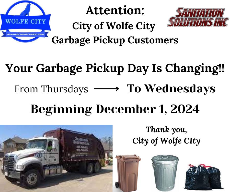 New Garbage Pickup Day – City of Wolfe City